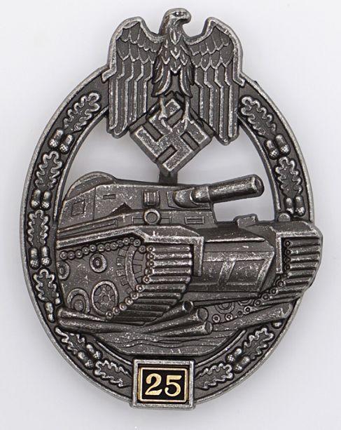 Panzer Assault Badge 25 Engagements (Antique Finish) - Feldgrau Militaria